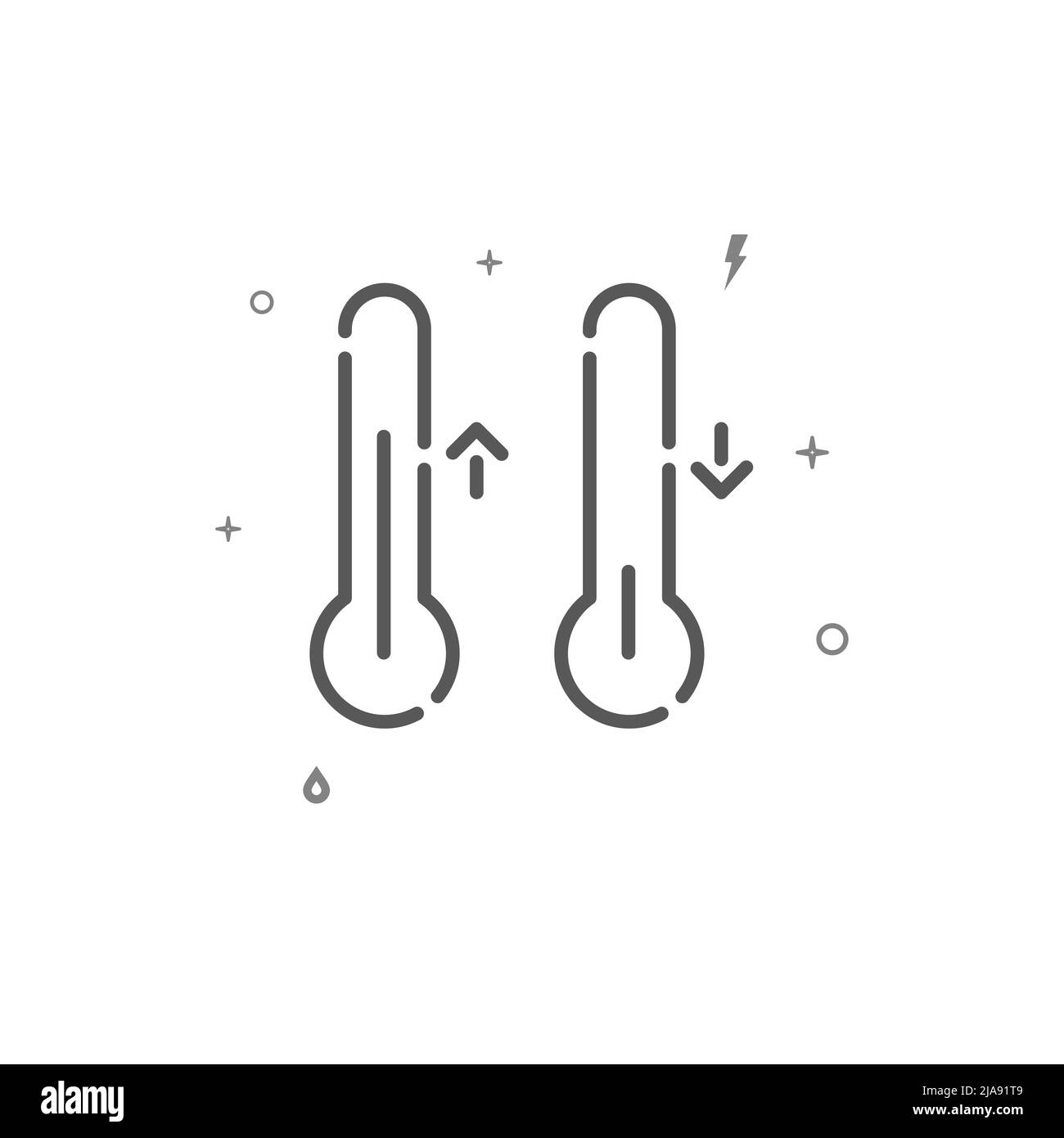 Thermometers, warming, cooling simple line icon, symbol, pictogram ...