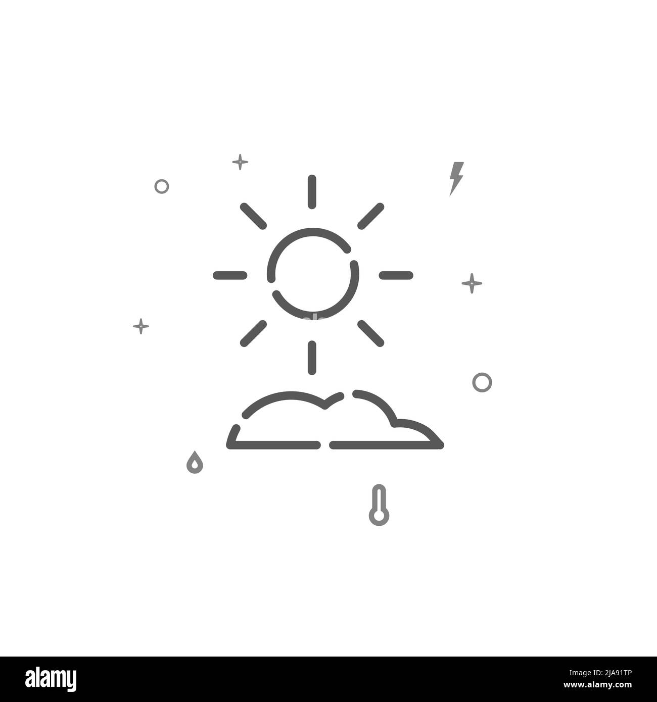 Dawn, sunny weather simple line icon, symbol, pictogram, sign isolated ...