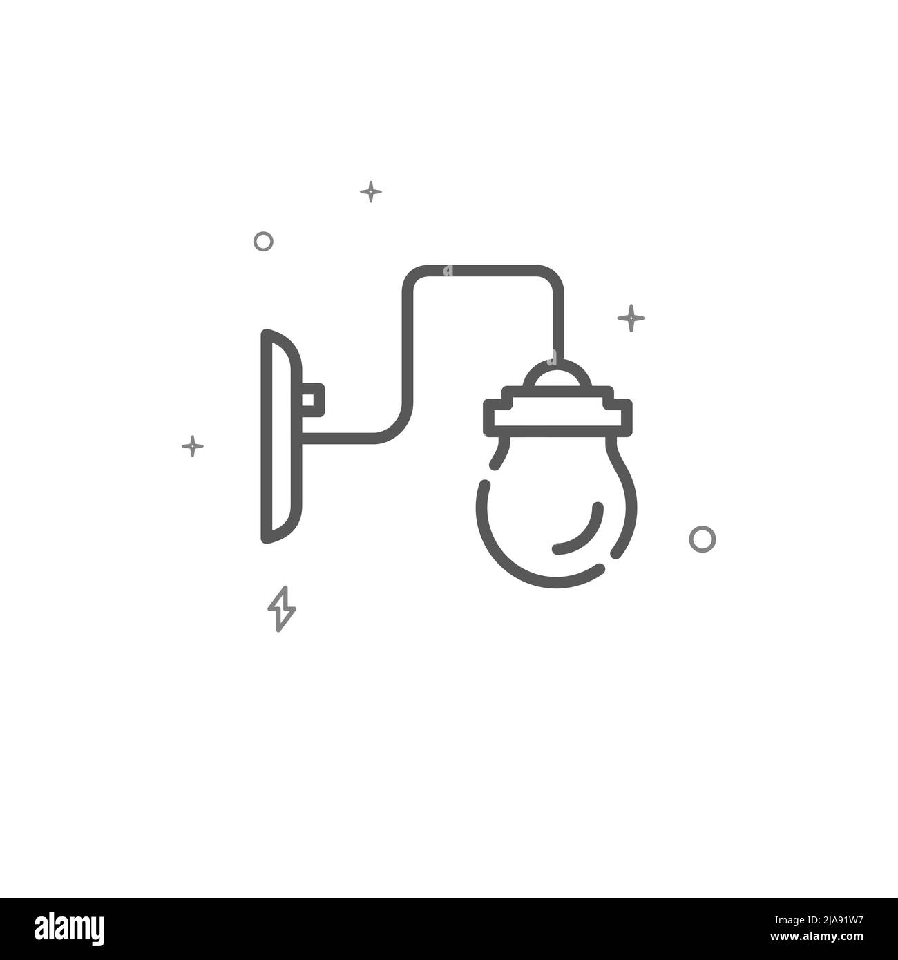 Wall lamp, sconce simple line icon. Lamp symbol, pictogram, sign ...
