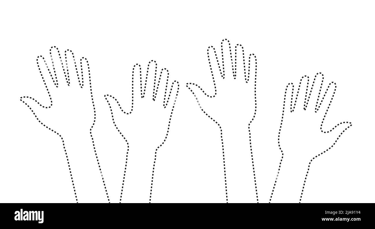Rising hands outline icon. Flat illustration isolated on white ...