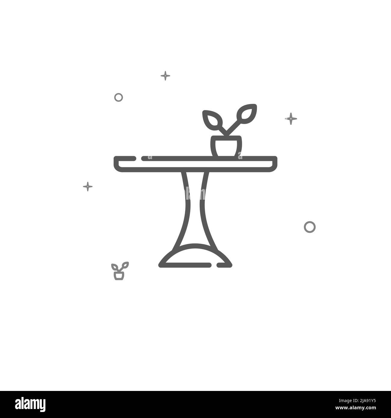 Round table on one leg simple line icon. Home furniture. Symbol ...