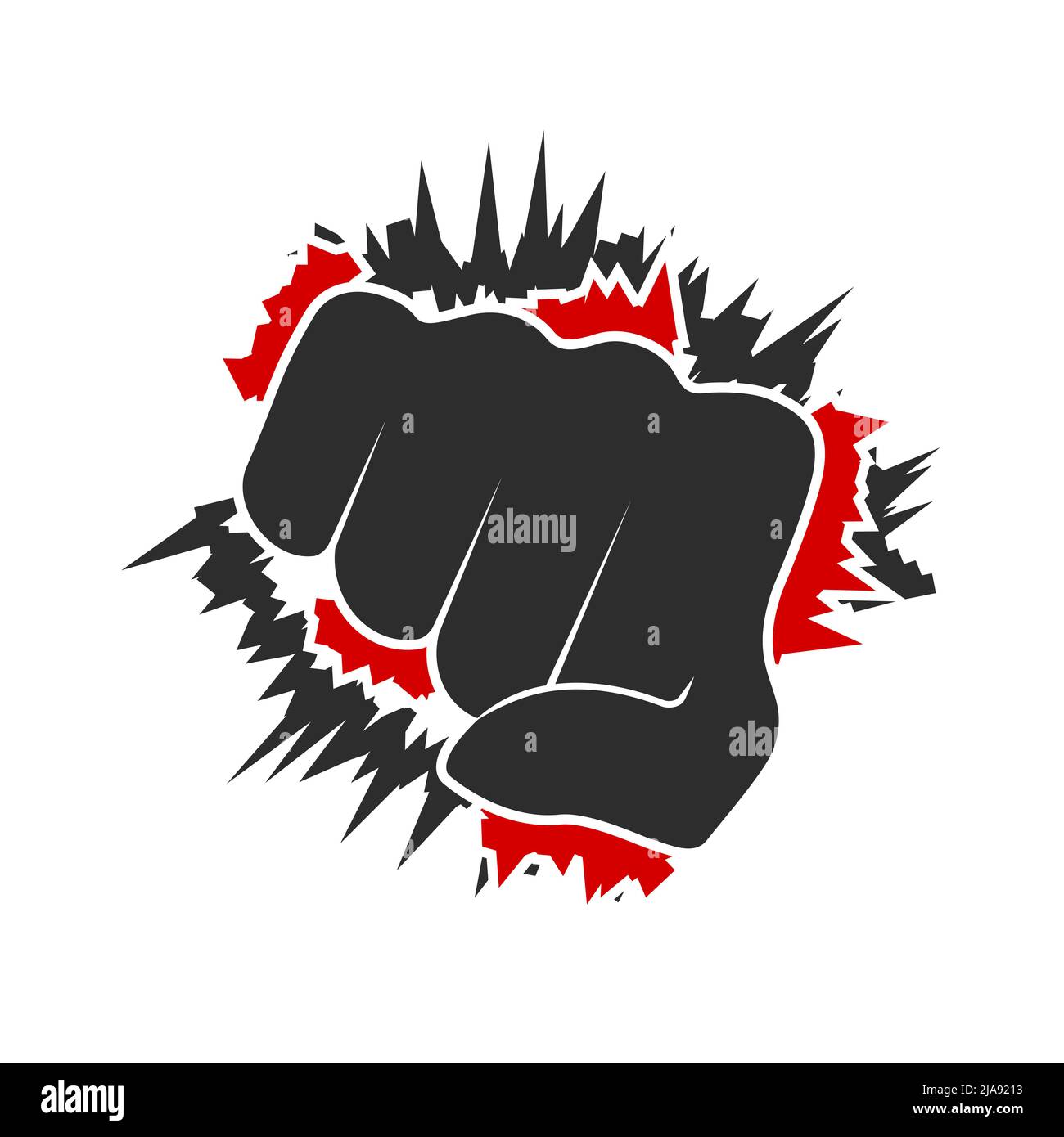 Fist punch front view, combat attack icon. Flat illustration isolated ...