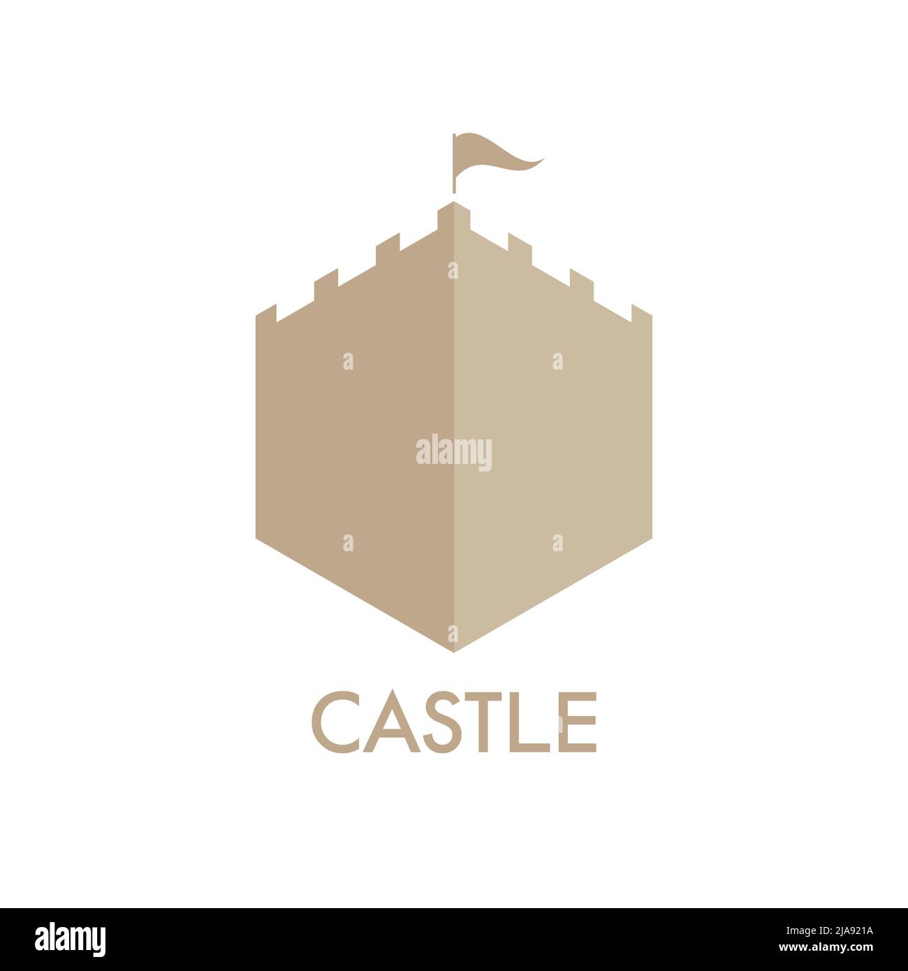 Shield shaped castle emblem. Bastion, watchtower. Fairytale fortress ...