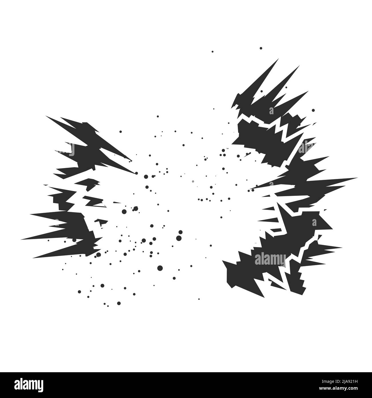 Cartoon explosion with flying particles effect. Radial explosion ...