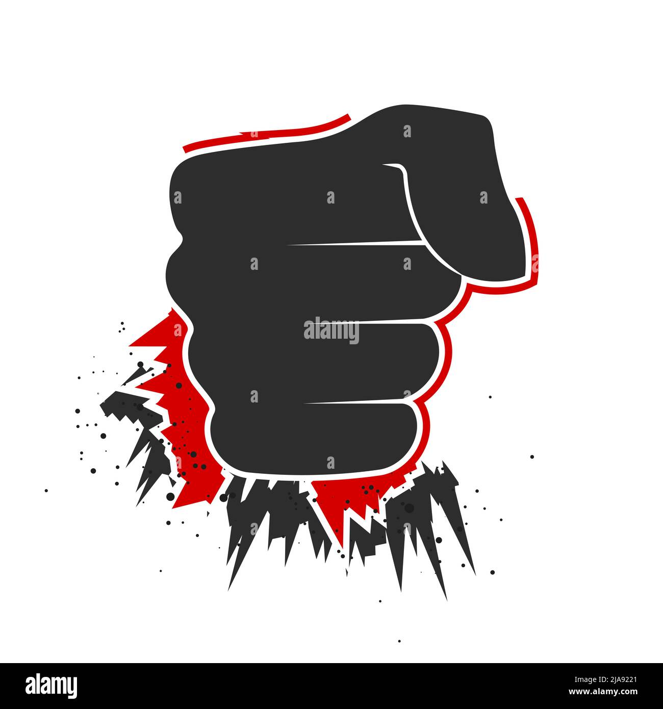 Fist punch front view, combat attack icon. Flat illustration isolated ...