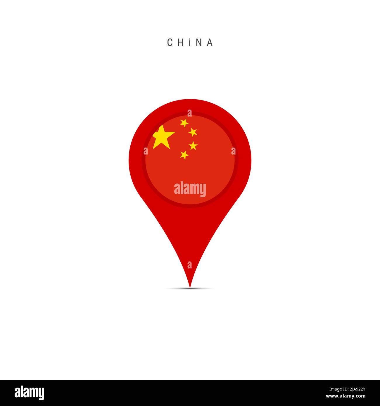 Teardrop map marker with flag of China. Chinese flag inserted in the ...