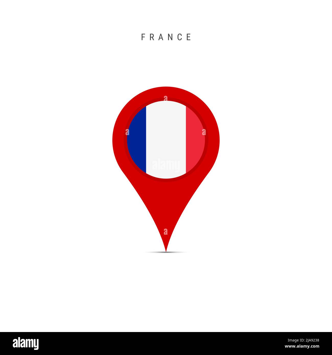 Teardrop map marker with flag of France. French flag inserted in the ...