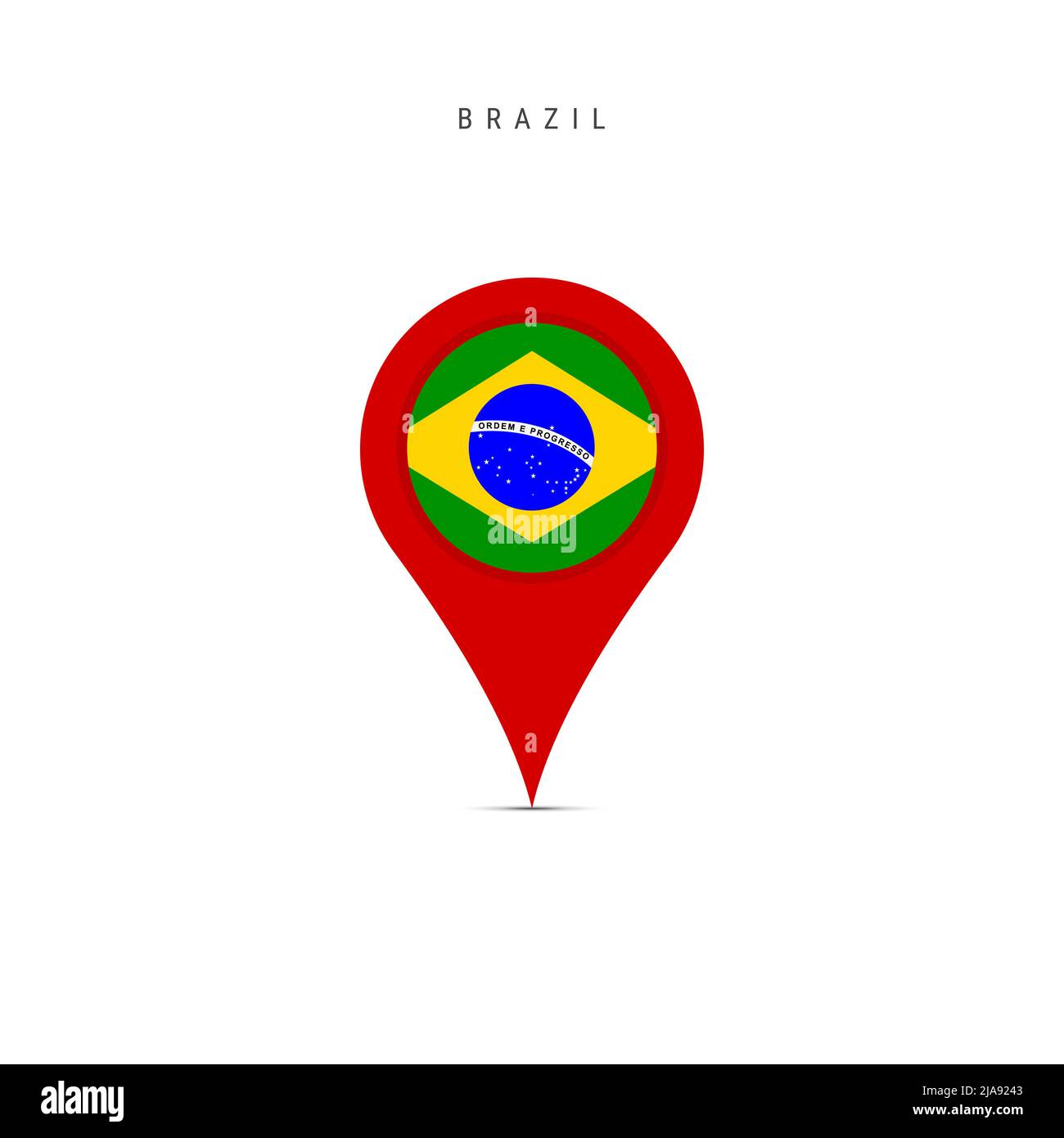 Teardrop map marker with flag of Brazil. Brazilian flag inserted in the ...