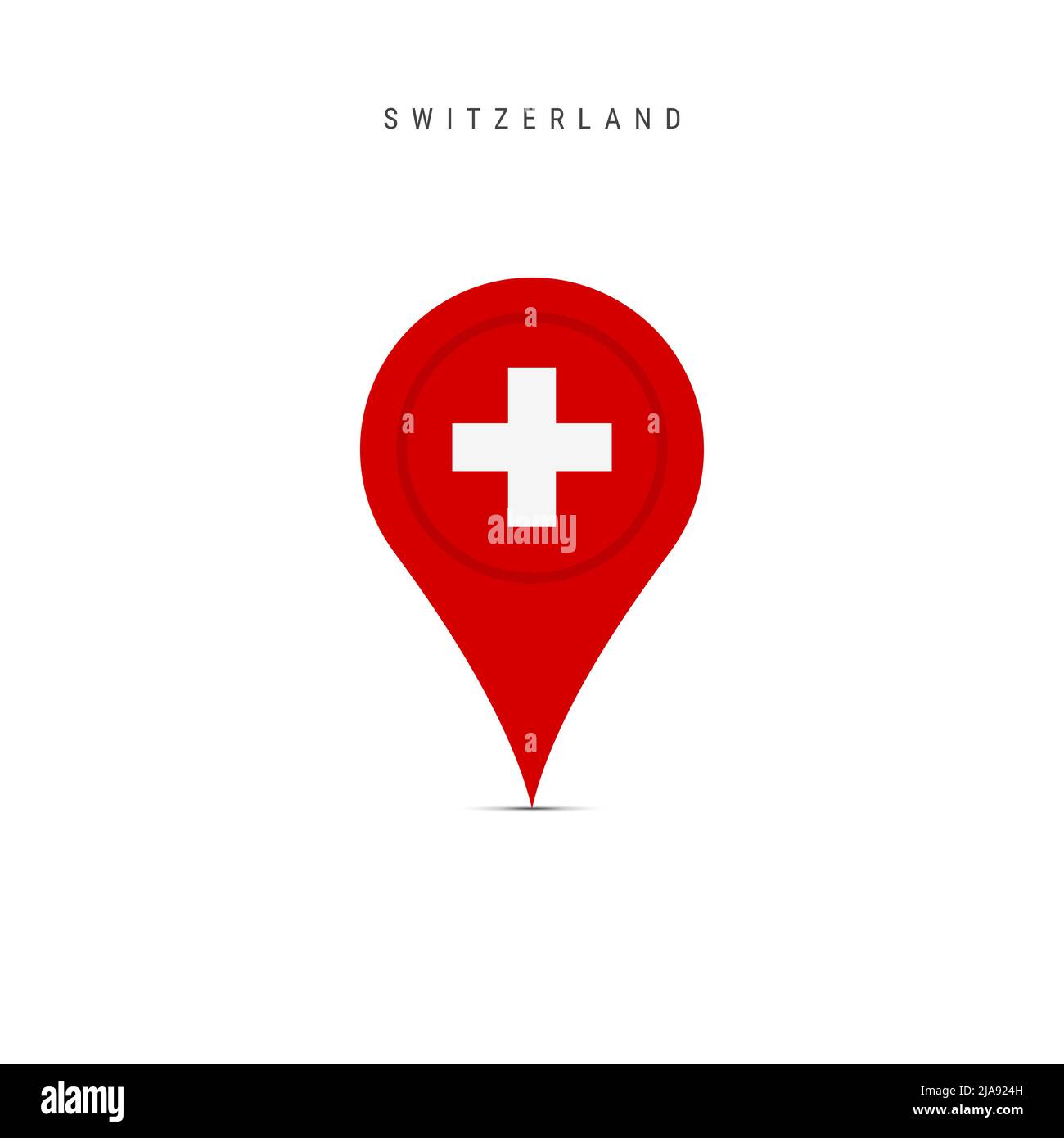 Teardrop map marker with flag of Switzerland. Swiss flag inserted in ...