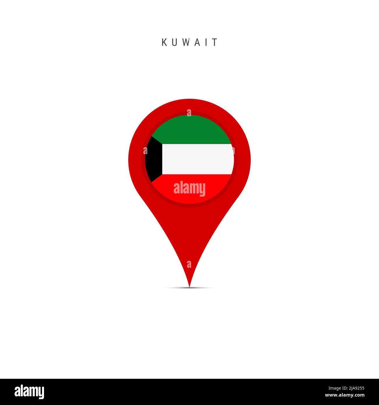 Teardrop map marker with flag of Kuwait. Kuwaiti flag inserted in the ...