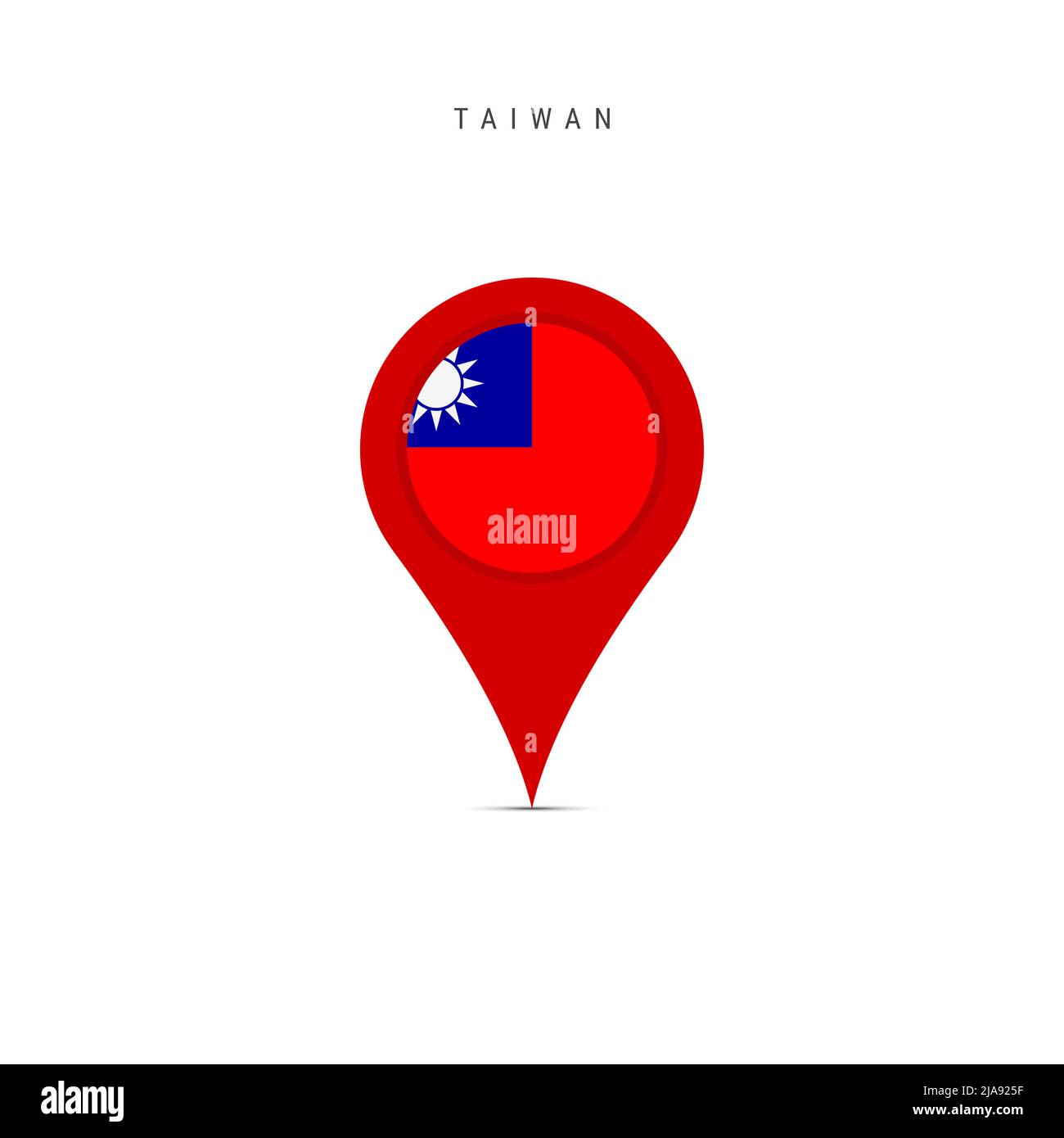 Teardrop map marker with flag of Taiwan. Taiwanese flag inserted in the location map pin. Flat ...