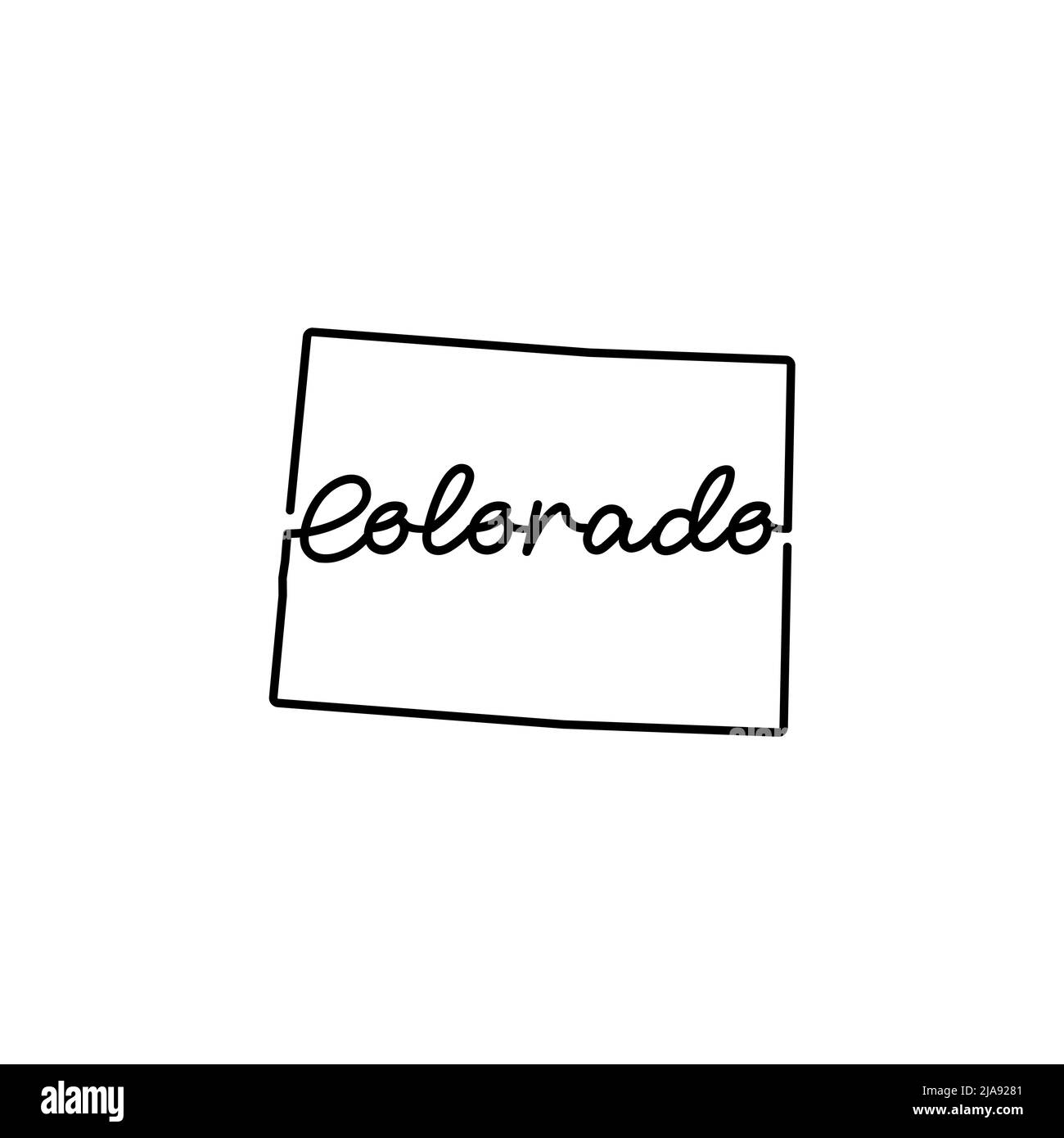 Colorado US state outline map with the handwritten state name ...
