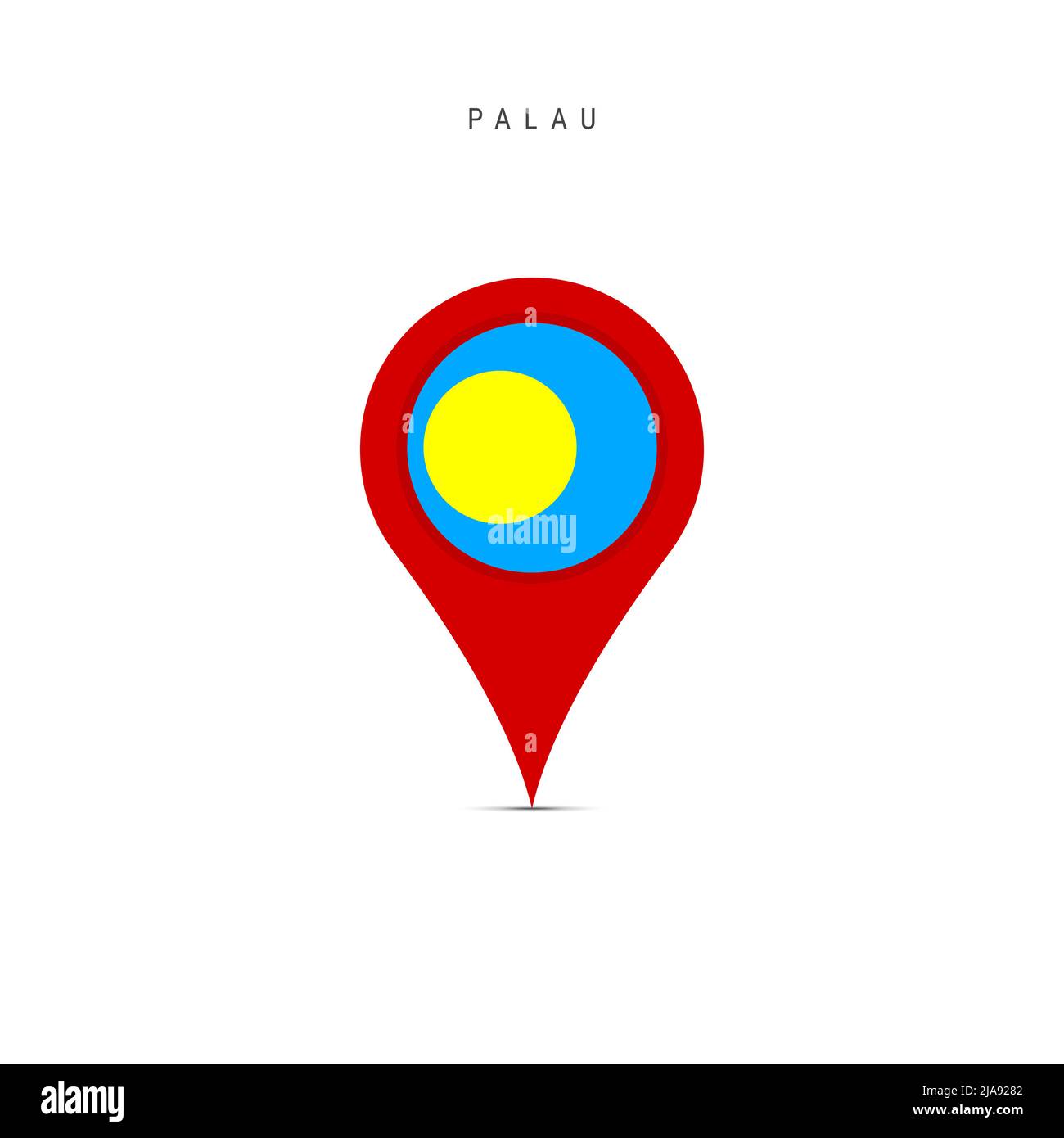 Teardrop map marker with flag of Palau. Palauan flag inserted in the location map pin. Flat ...
