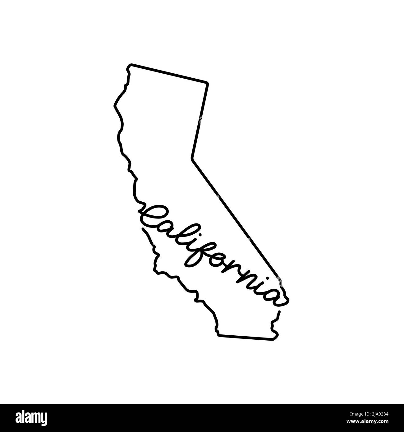 California US state outline map with the handwritten state name ...