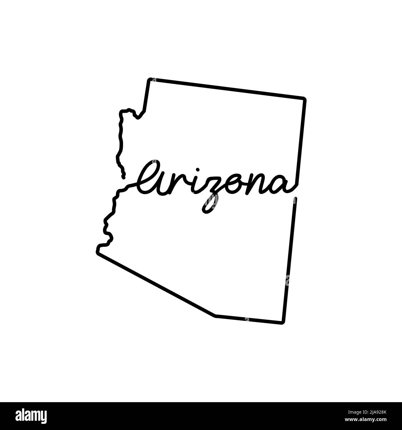 Arizona US state outline map with the handwritten state name ...