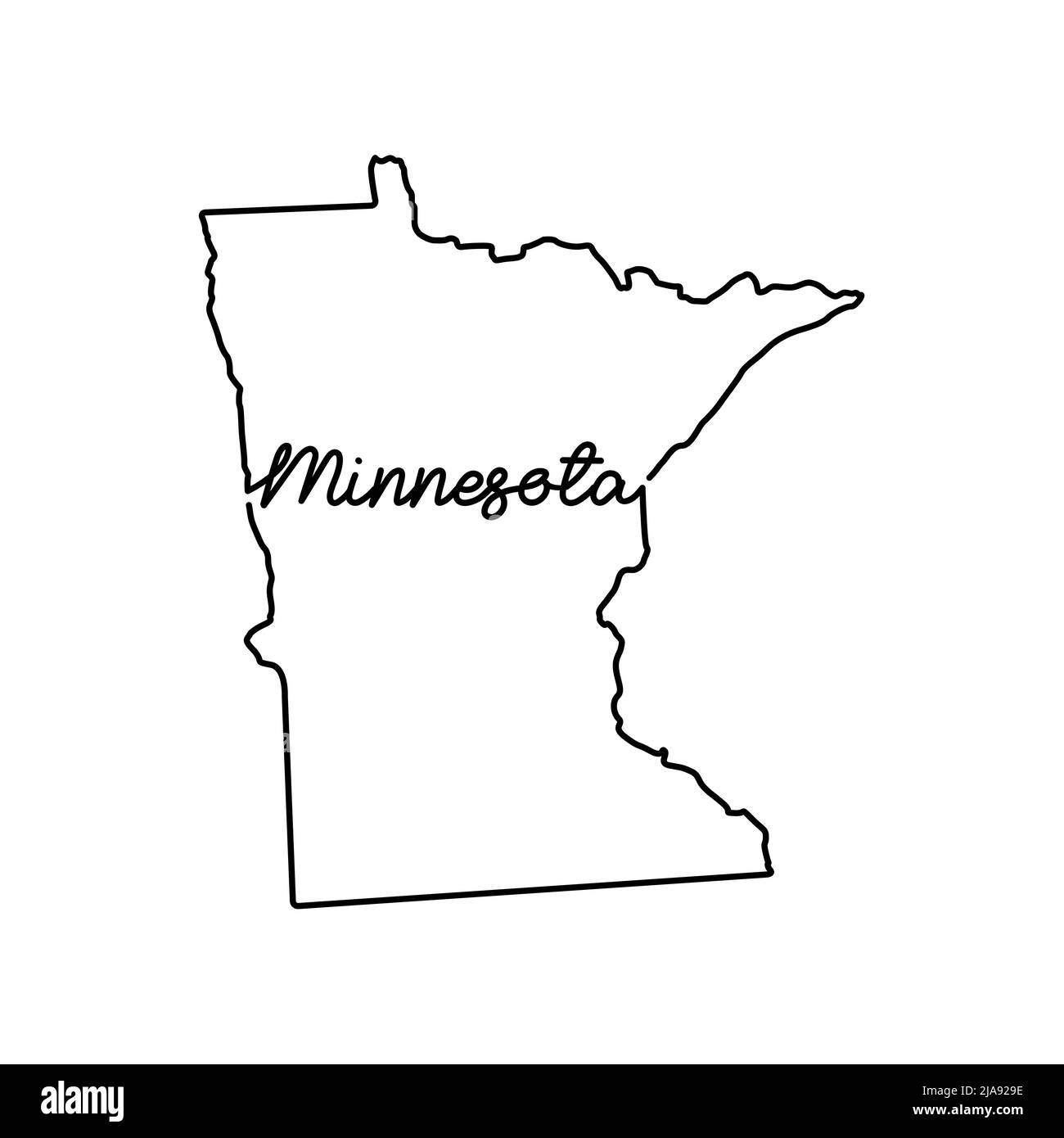 Minnesota US state outline map with the handwritten state name ...