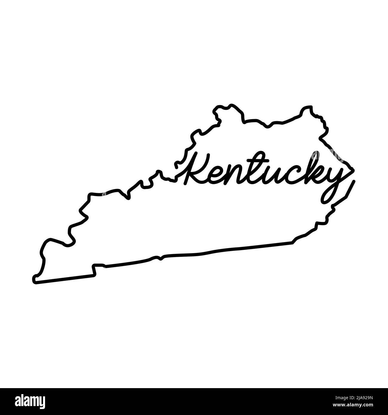 Kentucky US state outline map with the handwritten state name ...