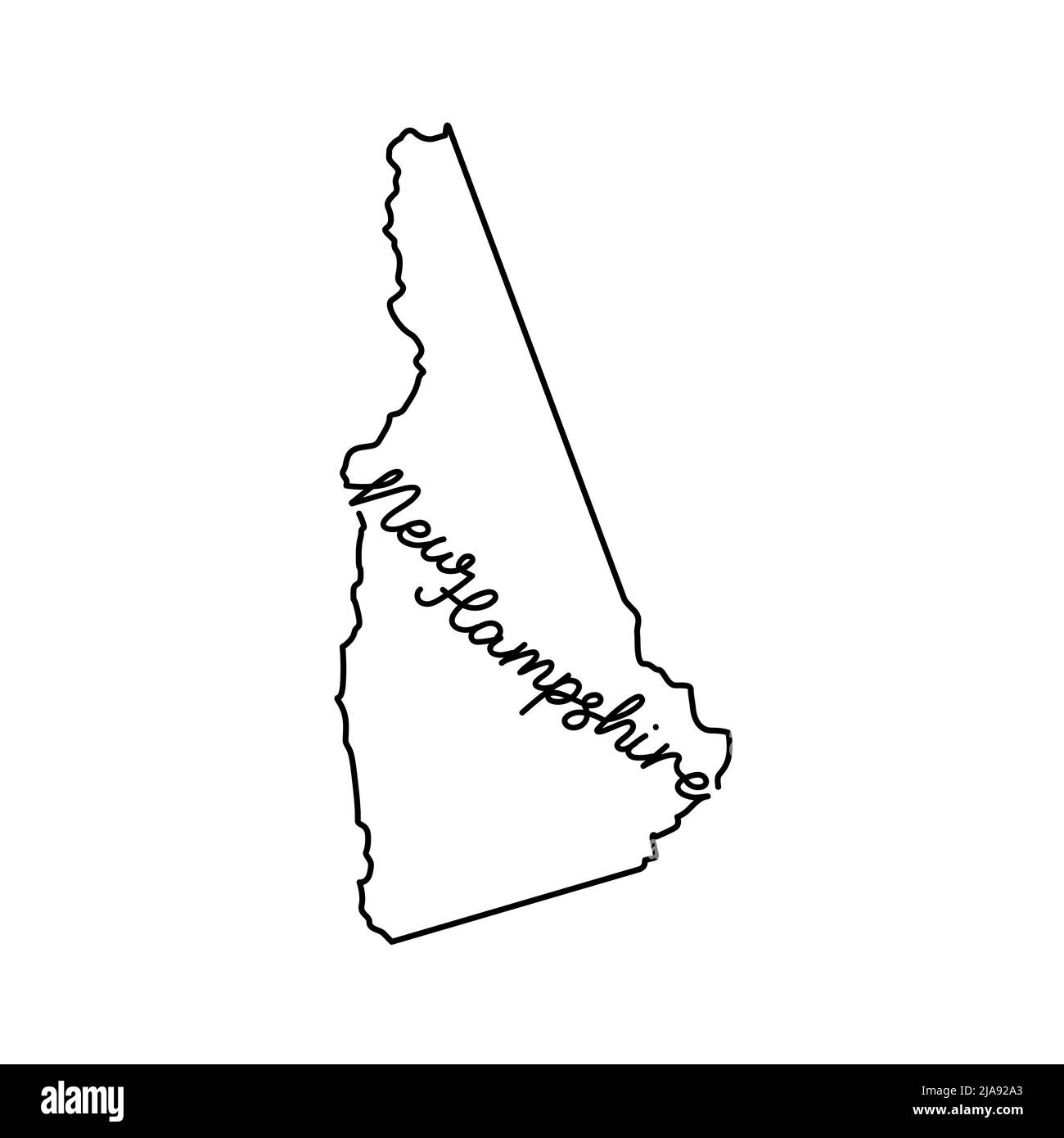 New Hampshire US state outline map with the handwritten state name ...