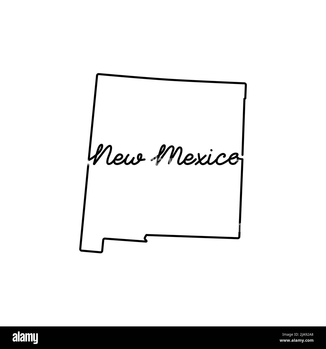 New Mexico US state outline map with the handwritten state name ...