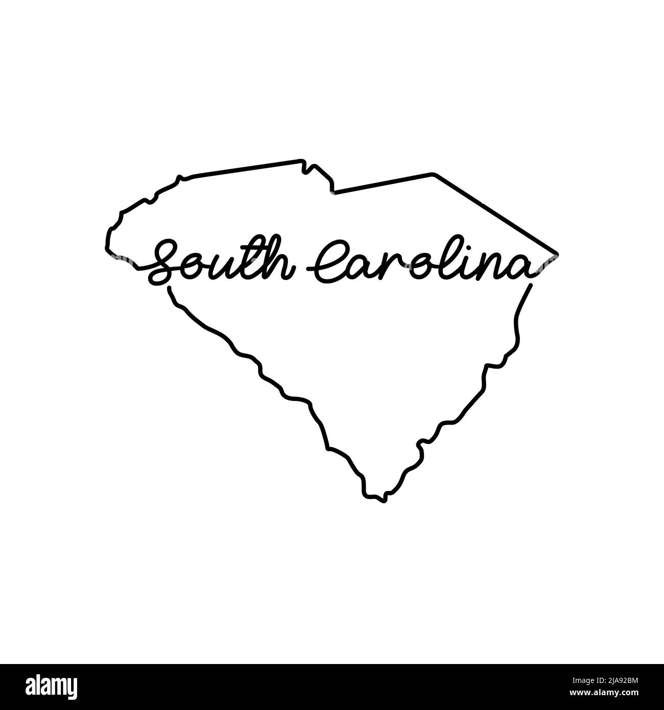 South Carolina US state outline map with the handwritten state name ...