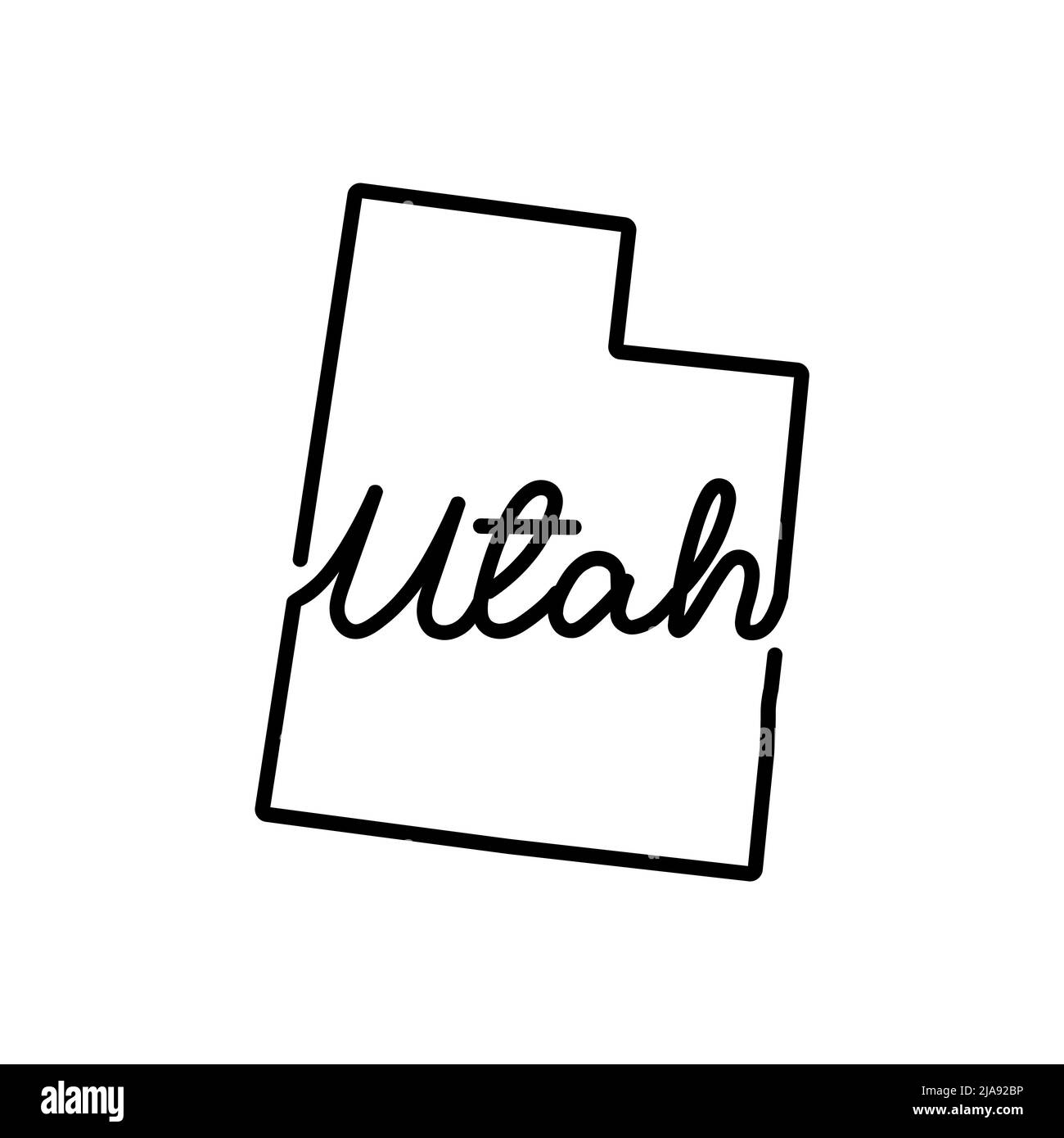 Utah US state outline map with the handwritten state name. Continuous ...