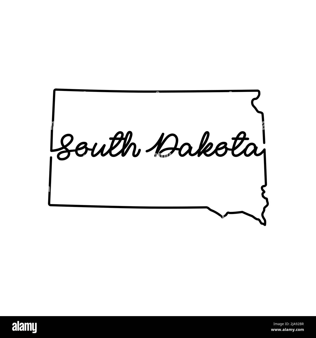 South Dakota US state outline map with the handwritten state name ...