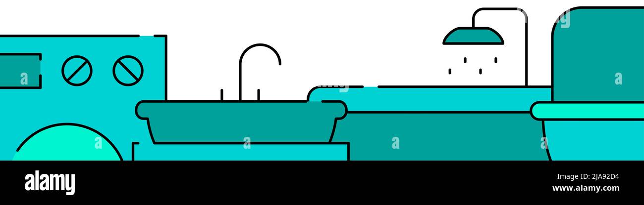 Bath and sanitary related horizontal banner or bottom border template ...