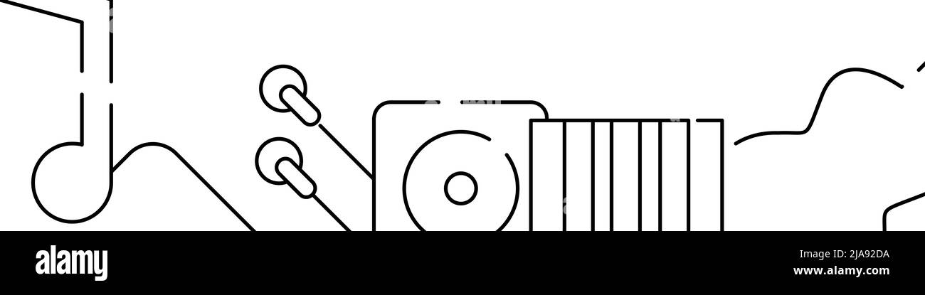 Music related horizontal banner or bottom border template background ...