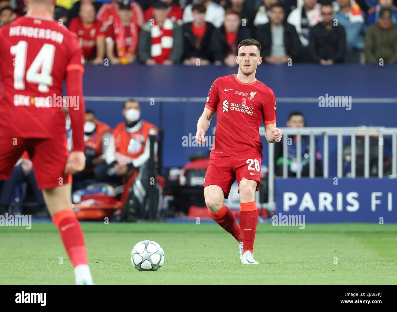 Paris, France. 28th May, 2022. Andy Robertson of Liverpool during the ...