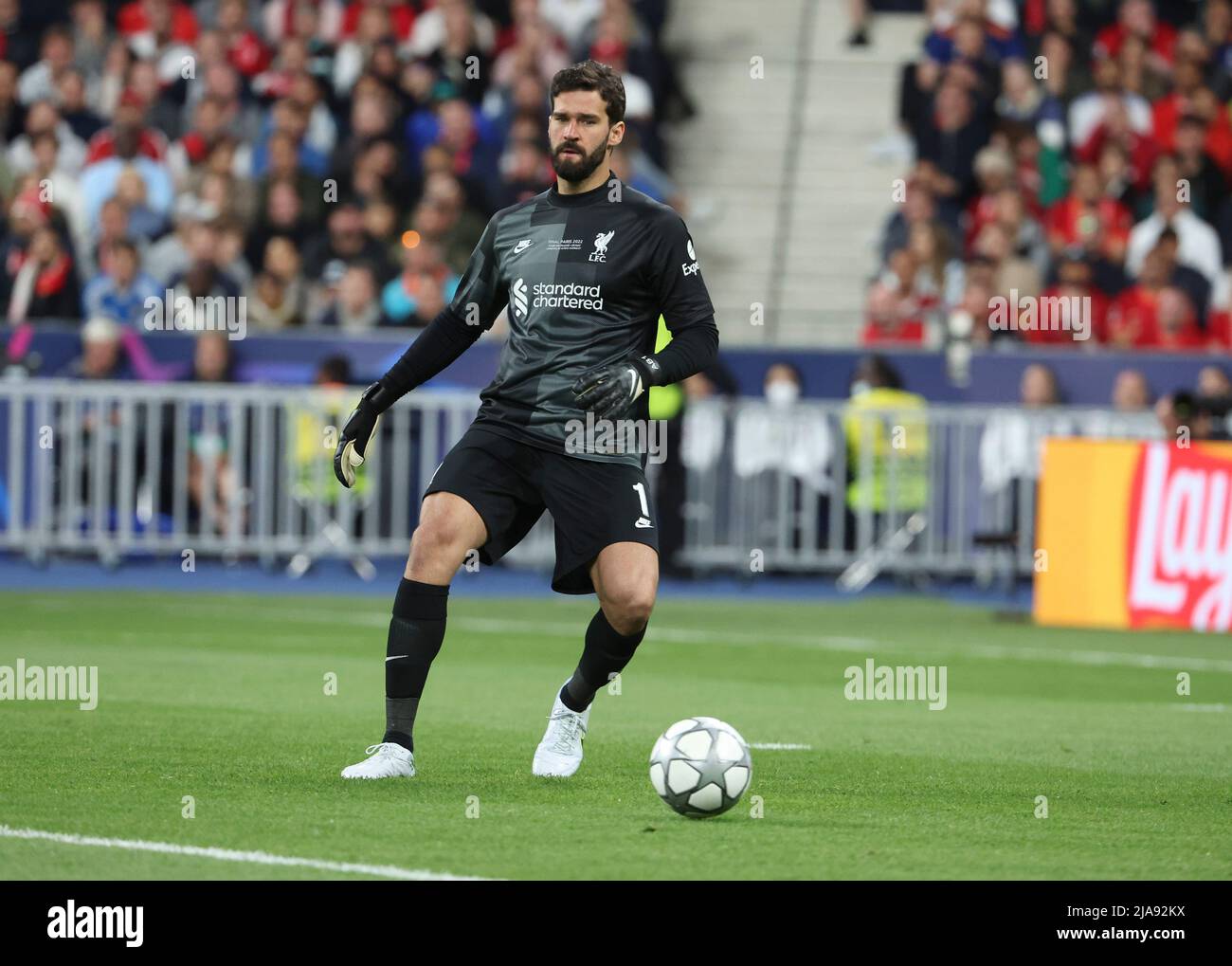 Paris, France. 28th May, 2022. Goalkeeper of Liverpool Alisson Becker ...