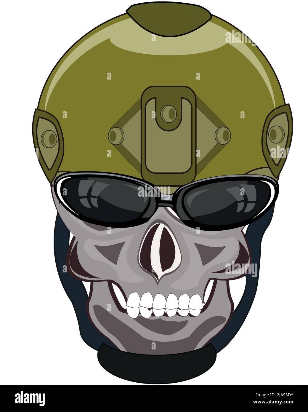 Skull of the soldier in modern send on white background is insulated ...