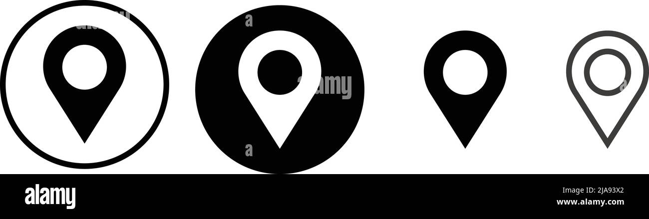 Pin icon set of maps consisting of black and white. . Simple vector and ...