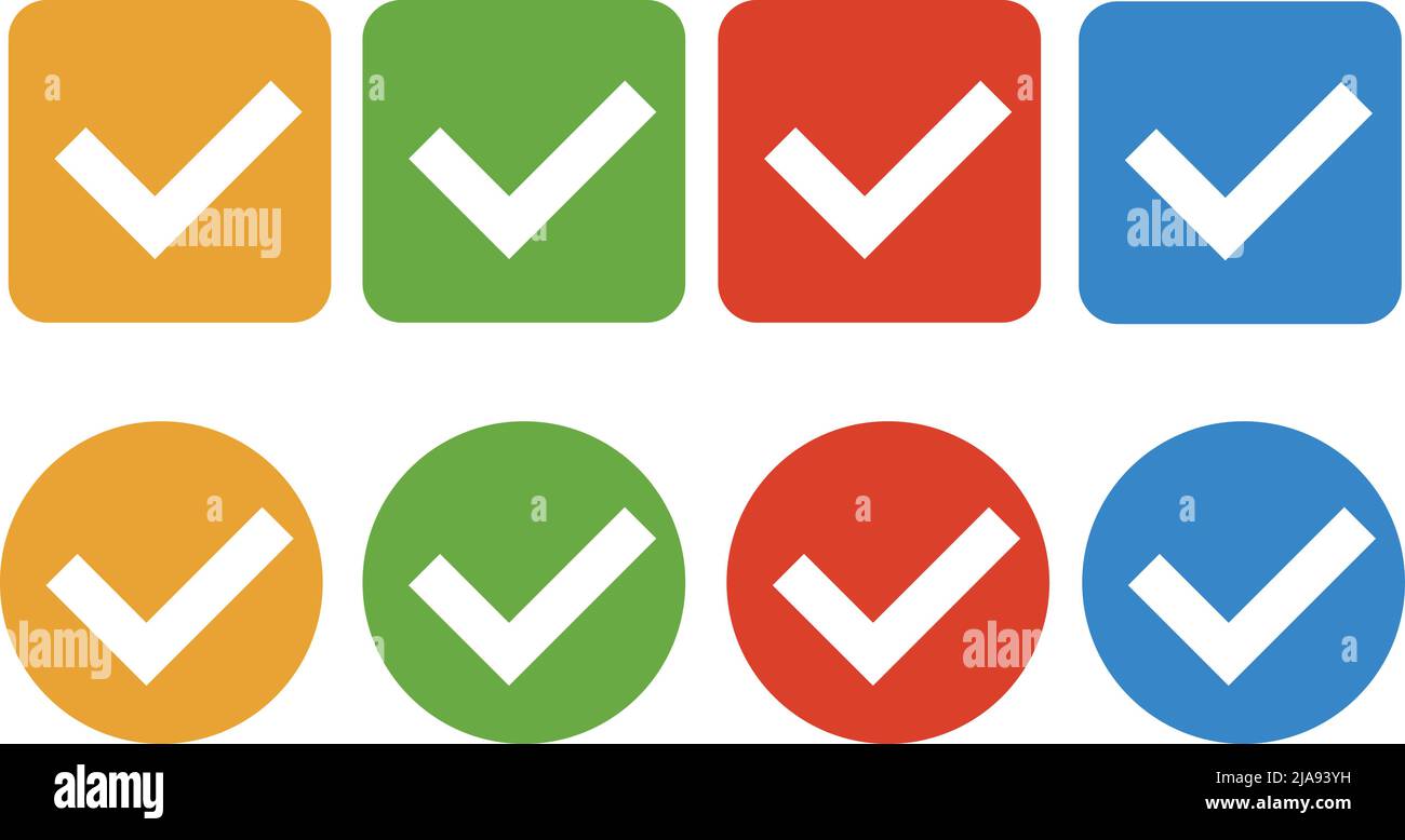 Colorful icon set of check box. A square and circle vector. Editable ...