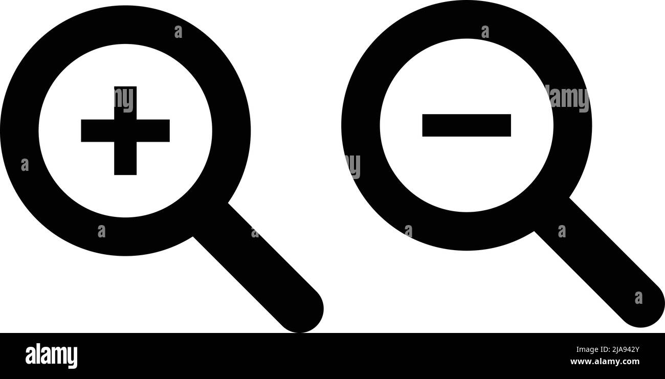 Zoom and zoom out flat icon with magnifying glasses. Loupe vector. Editable vector Stock Vector ...
