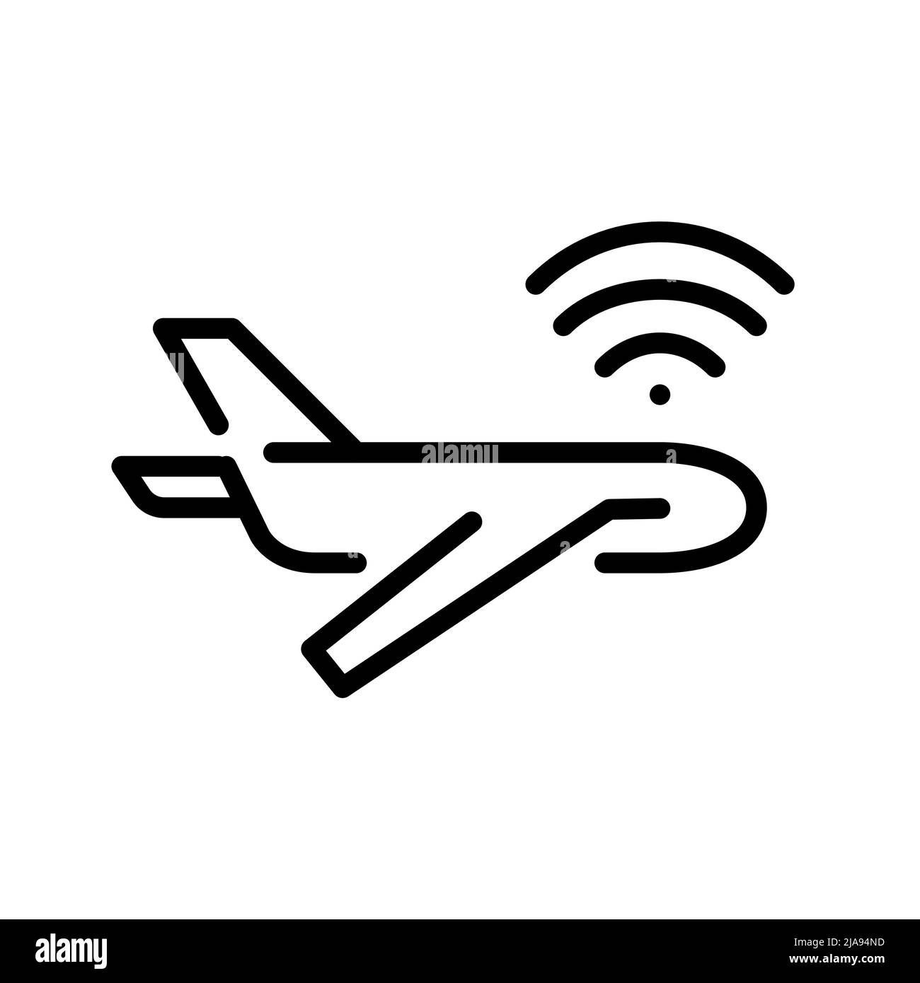 Plane with wireless connection. Pixel perfect, editable stroke line art ...