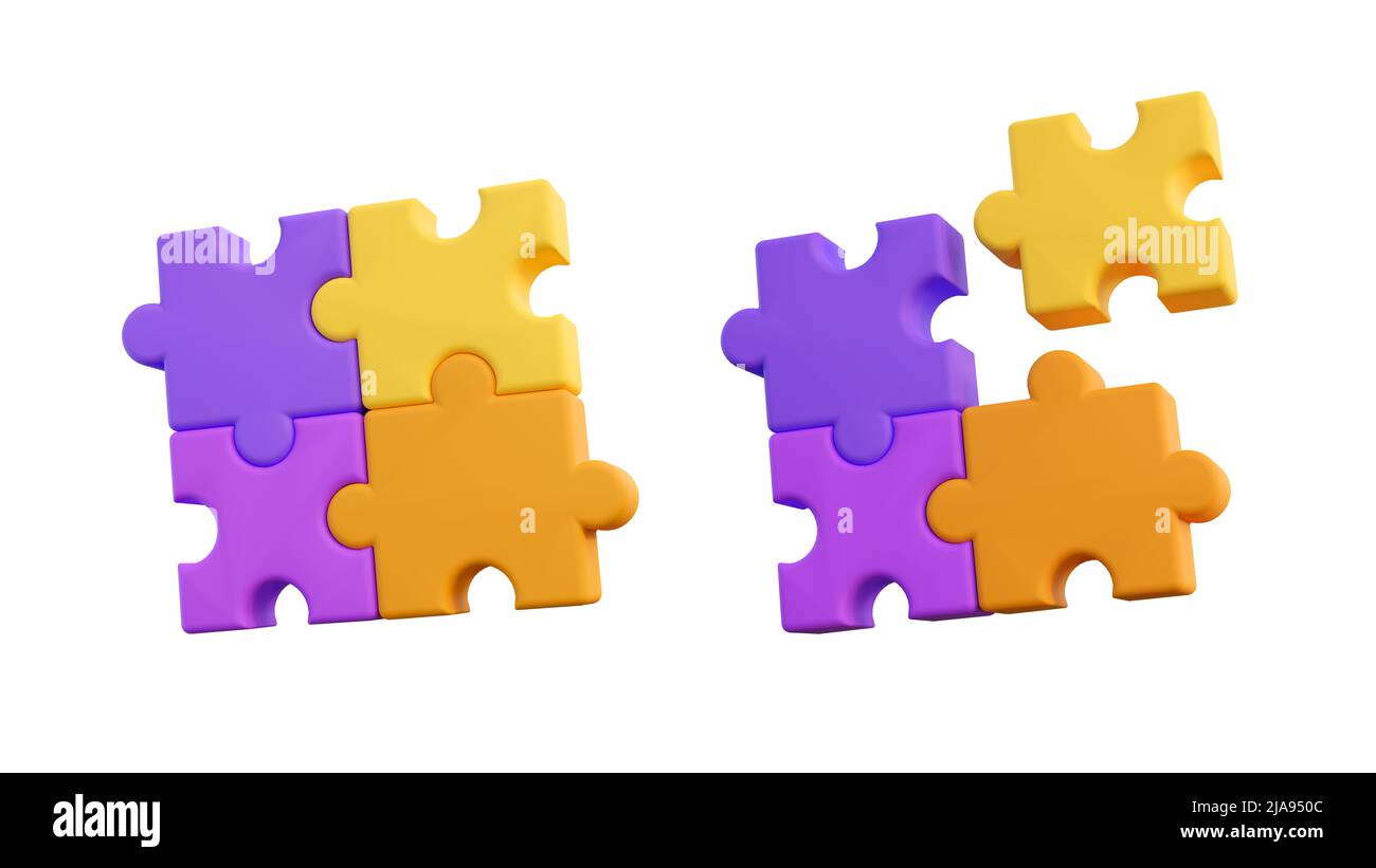 3d jigsaw puzzle pieces. Concept of business problems, education ...