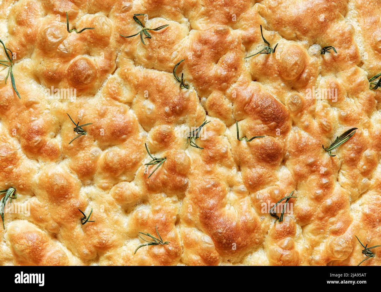Close-up with homemade focaccia bread, view from above. Full-frame ...