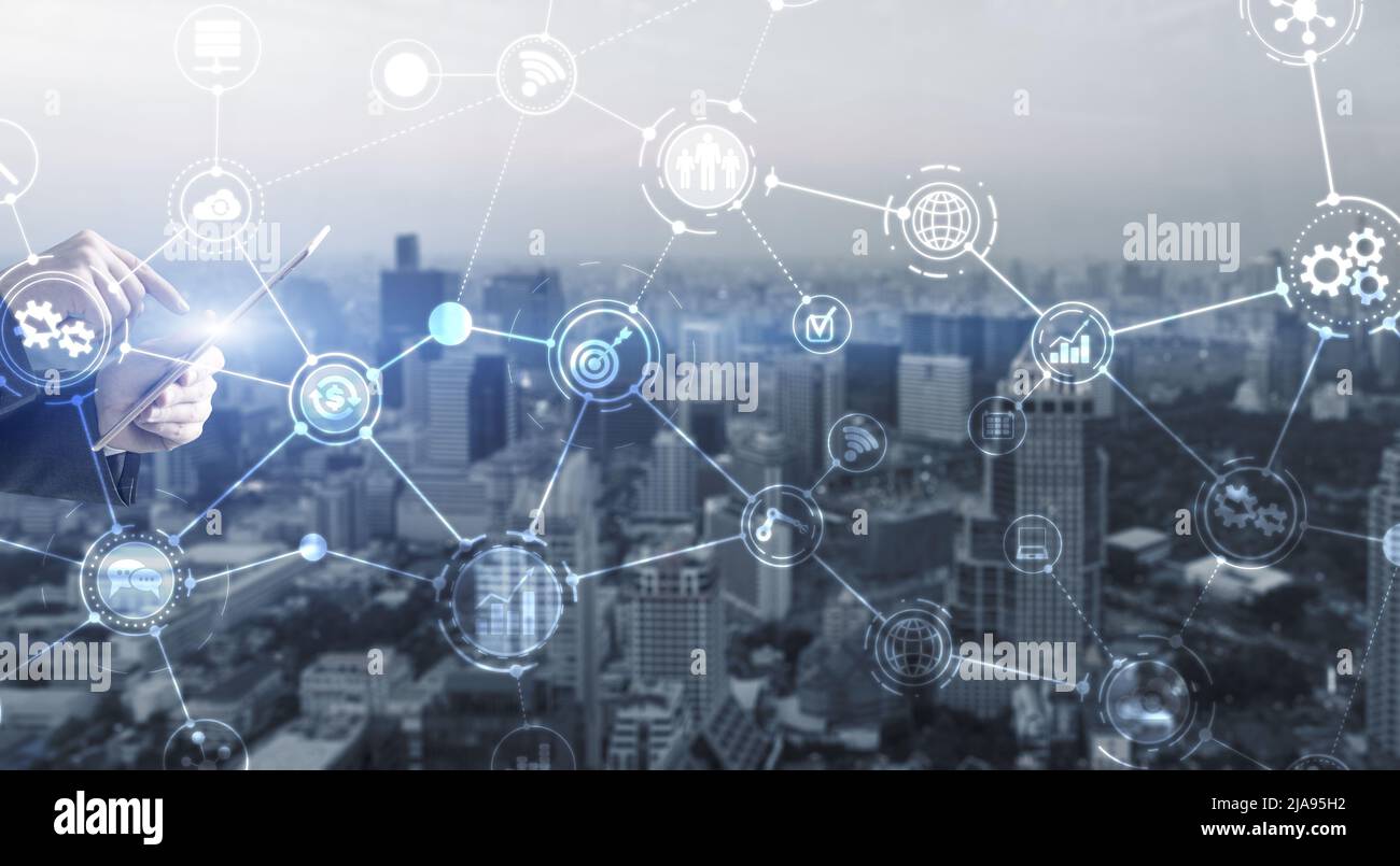 Workflow organisation structure on virtual screen. Business structure ...