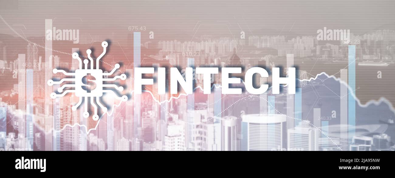 Financial technology concept. Fintech on modern citybackground Stock ...