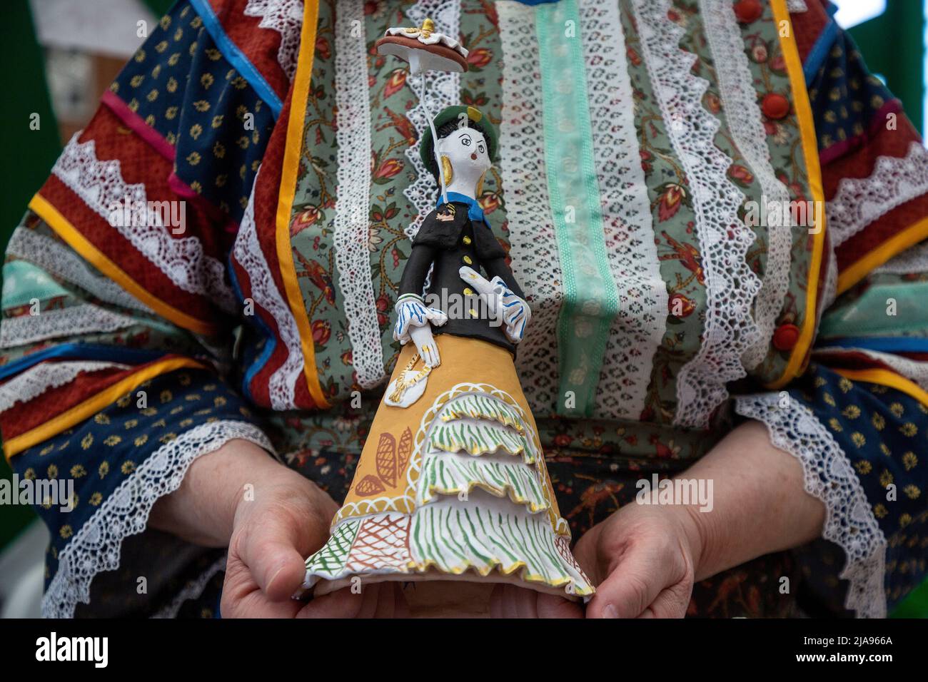 Tula, Russia. 28th May, 2022. A woman in a national Russian costume ...