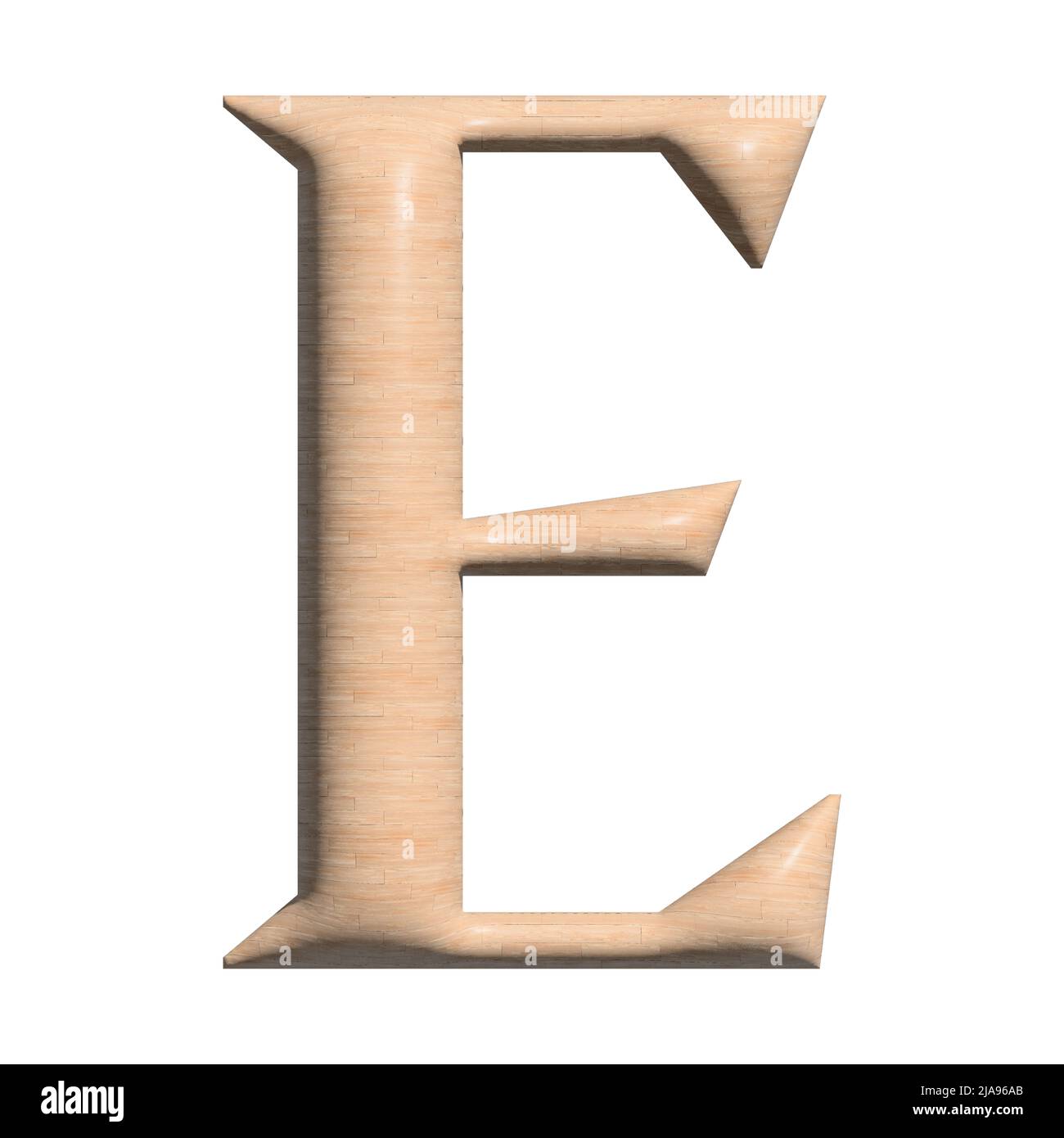 3D Wood capital E letter illustration on white background Stock Photo ...