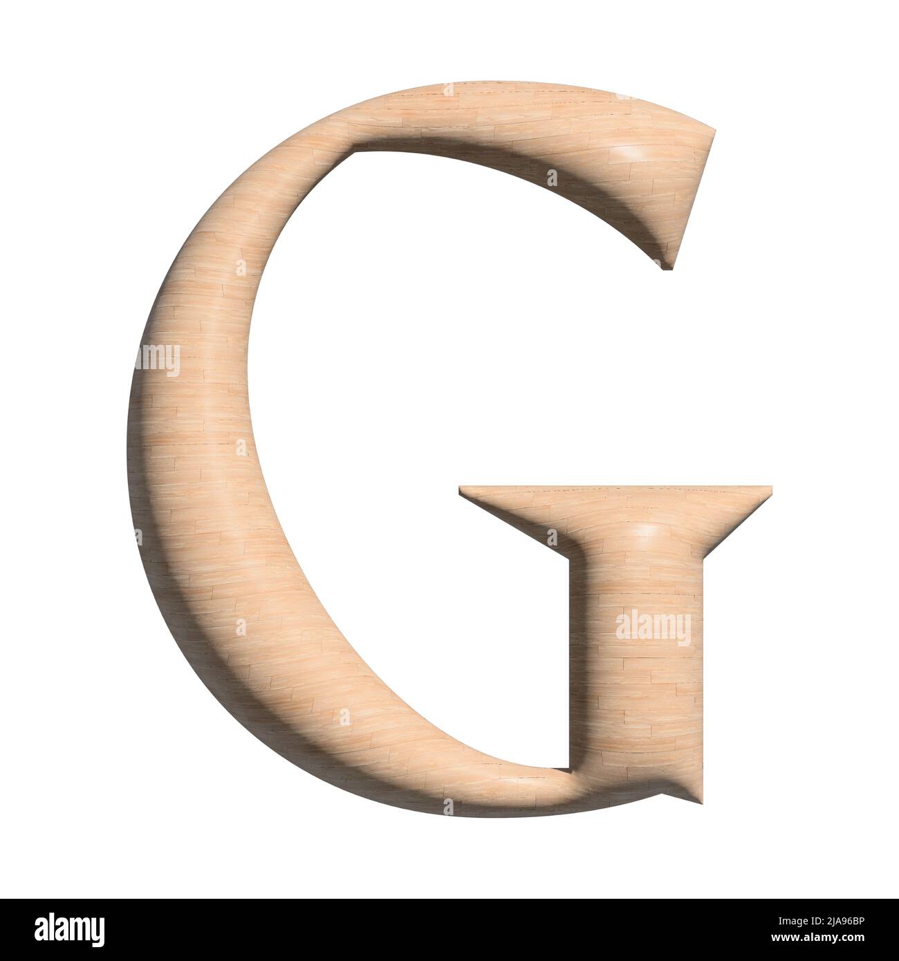 3D Wood capital G letter illustration on white background Stock Photo ...
