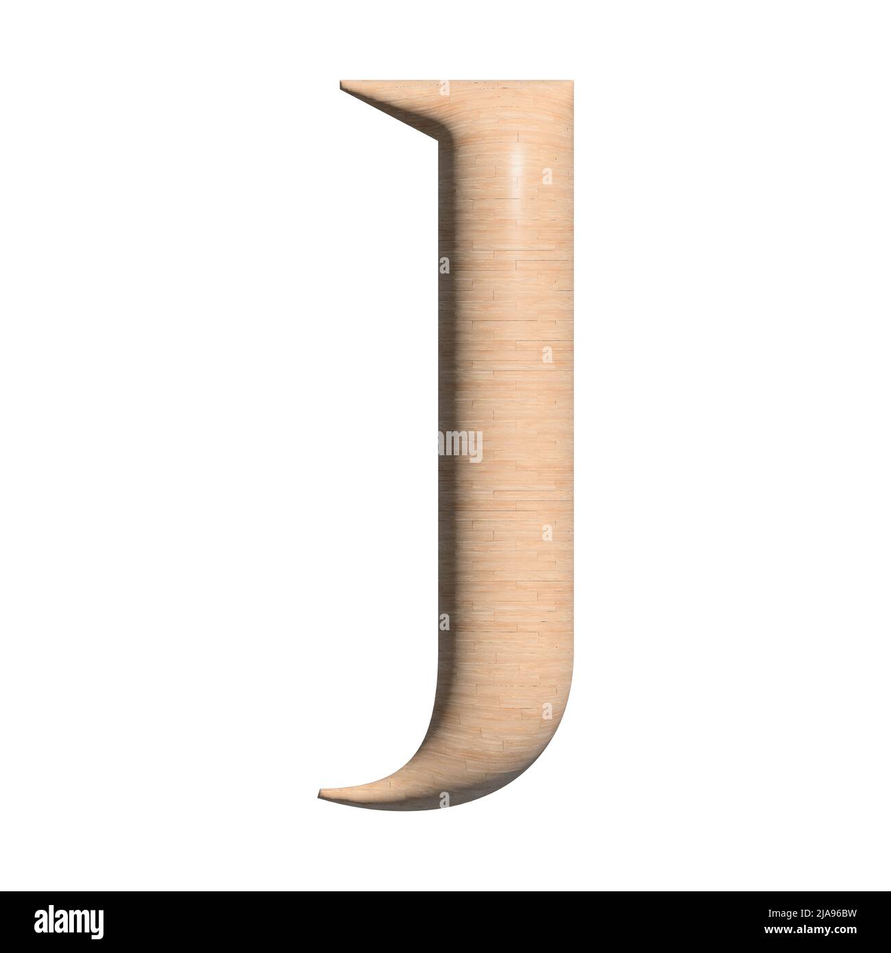 3D Wood capital J letter illustration on white background Stock Photo ...