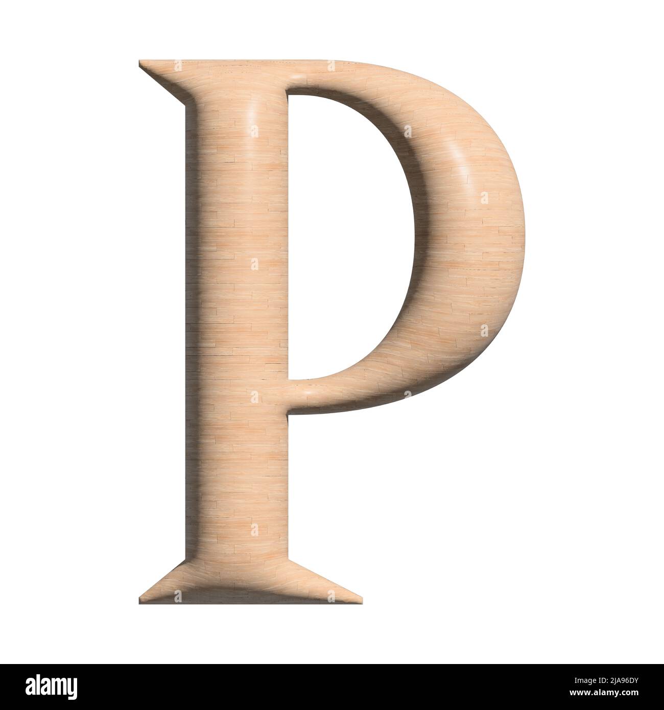 3D Wood capital P letter illustration on white background Stock Photo ...