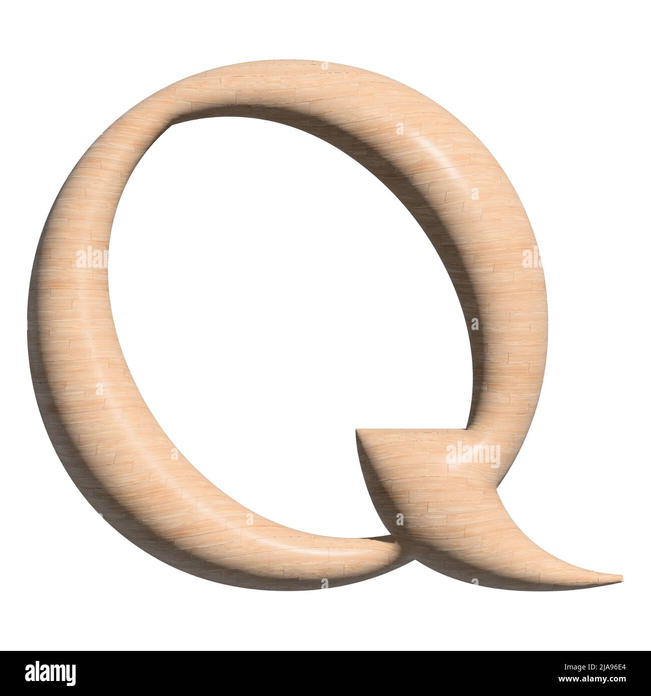 3D Wood capital Q letter illustration on white background Stock Photo ...