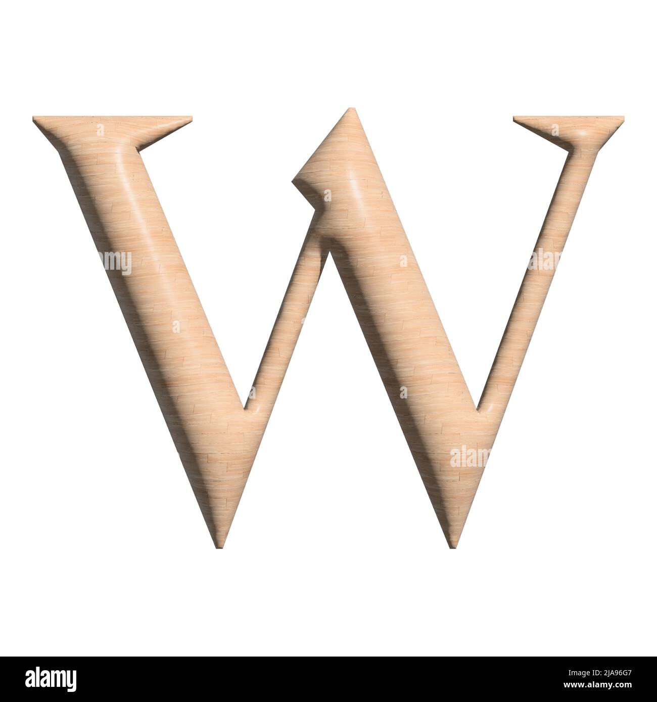 3D Wood capital W letter illustration on white background Stock Photo ...