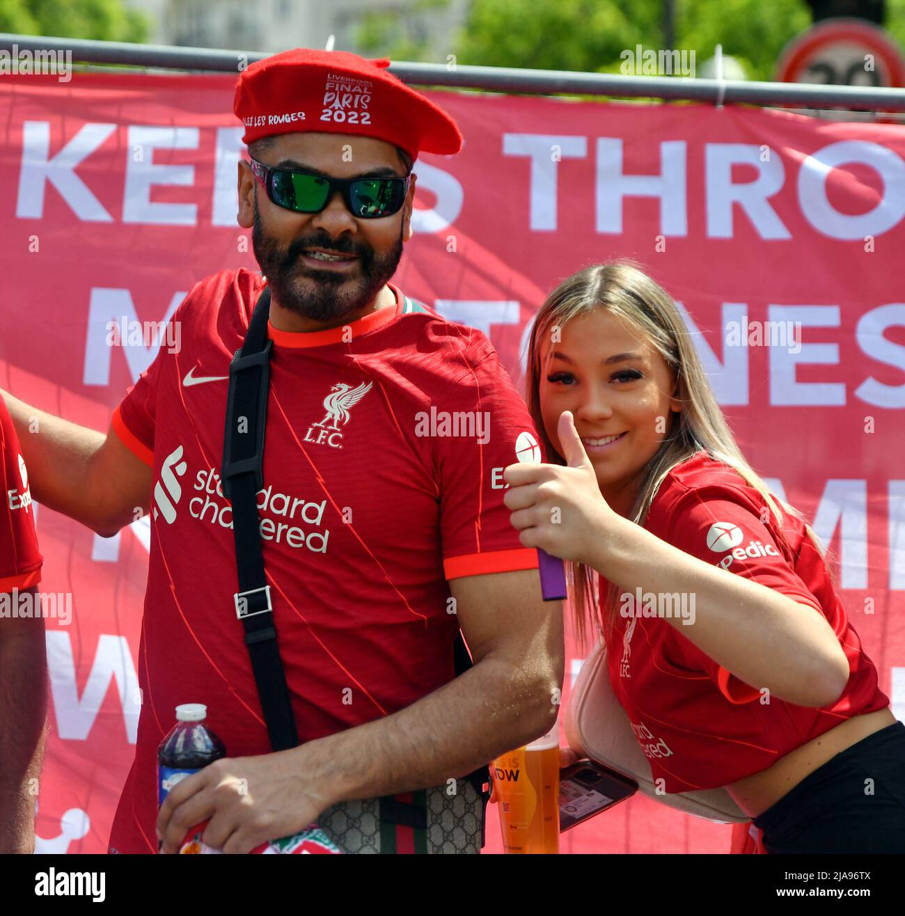 Liverpool fans in the fanzone in Paris, ahead of the UEFA Champions ...