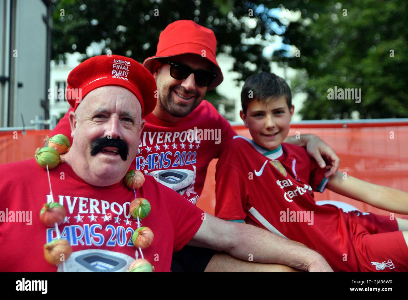 Liverpool fans in the fanzone in Paris, ahead of the UEFA Champions ...