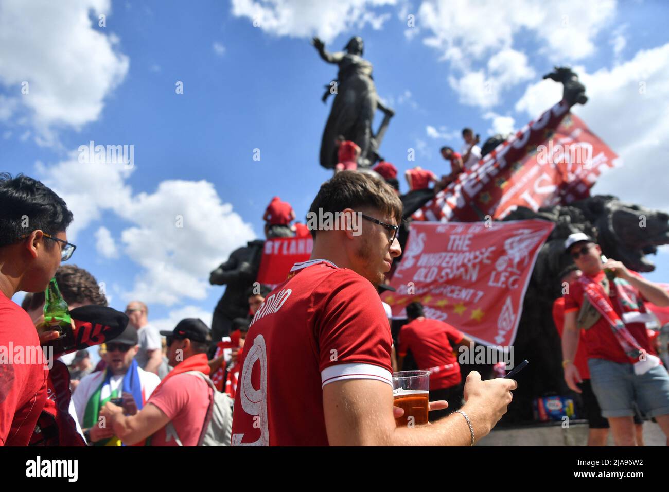Liverpool fans in the fanzone in Paris, ahead of the UEFA Champions ...