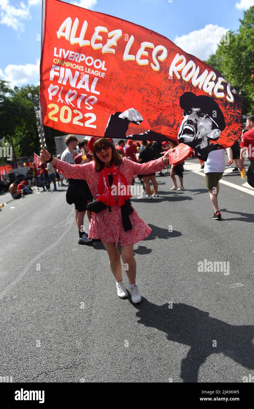 Liverpool fans in the fanzone in Paris, ahead of the UEFA Champions ...